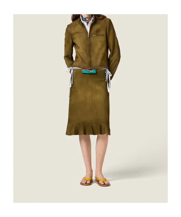 Miu Miu Waxed Suede Skirt