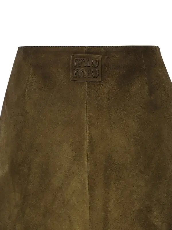 Miu Miu Waxed Suede Skirt - Green