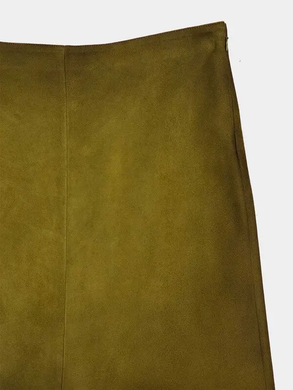 Miu Miu Waxed Suede Skirt - Green