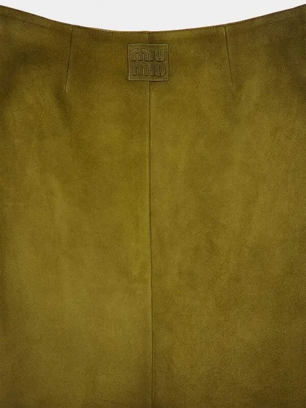 Miu Miu Waxed Suede Skirt - Green
