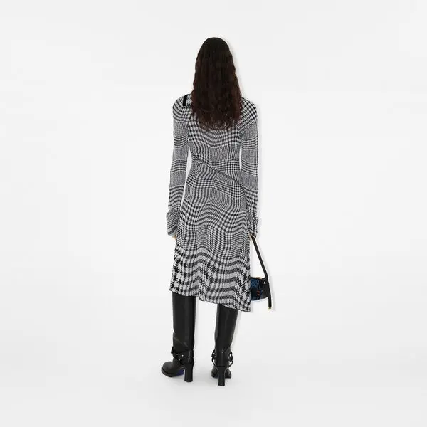 Burberry Asymmetrical Turtleneck Midi Dress - Gray
