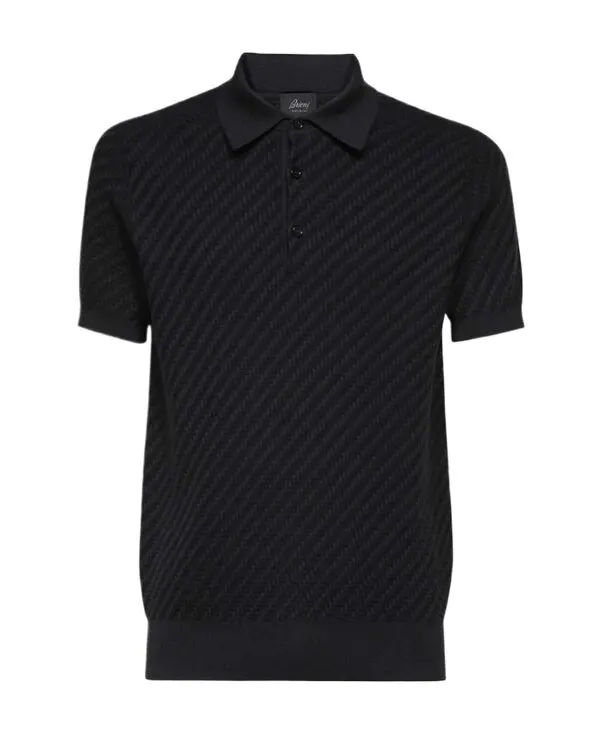 Brioni Woven Pattern Knitted Polo Shirt