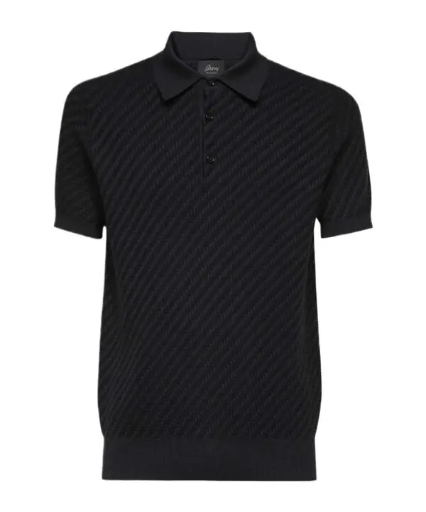 Brioni Woven Pattern Knitted Polo Shirt