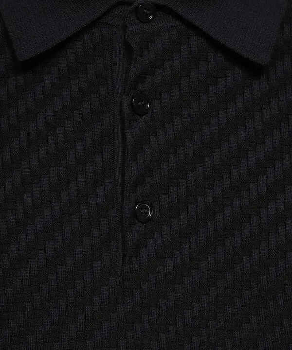 Brioni Woven Pattern Knitted Polo Shirt