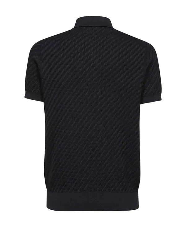 Brioni Woven Pattern Knitted Polo Shirt - No