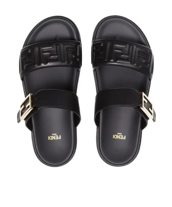 Fendi Ff Embossed Double Band Sandals