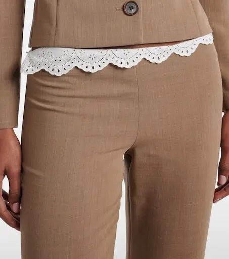 Magda Butrym Lace-trimmed Wool Straight Pants