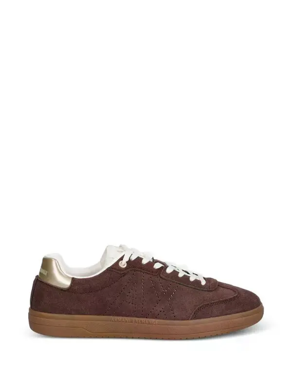 Armani Exchange Perforated Logo Sneakers - Brown