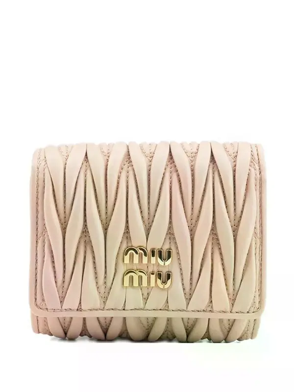 Miu Miu Matelassé Leather Wallet - Neutrals