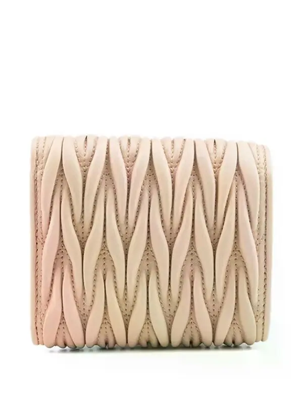 Miu Miu Matelassé Leather Wallet - Neutrals