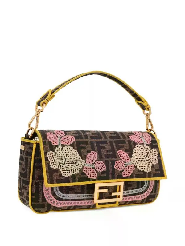 Fendi Floral-embroidered Baguette Handbag
