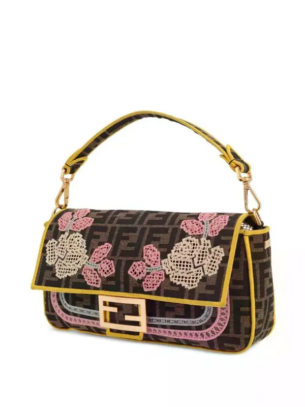 Fendi Floral-embroidered Baguette Handbag