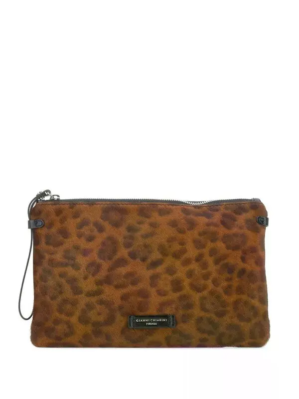 GIANNI CHIARINI Hermy Animalier-print Clutch Bag - Brown