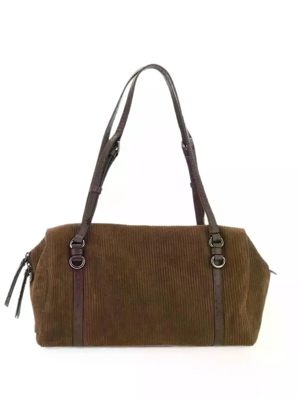 GIANNI CHIARINI Terry Ribbed Suede Shoulder Bag - Brown