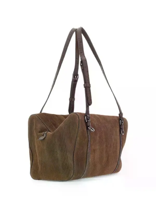 GIANNI CHIARINI Terry Ribbed Suede Shoulder Bag - Brown