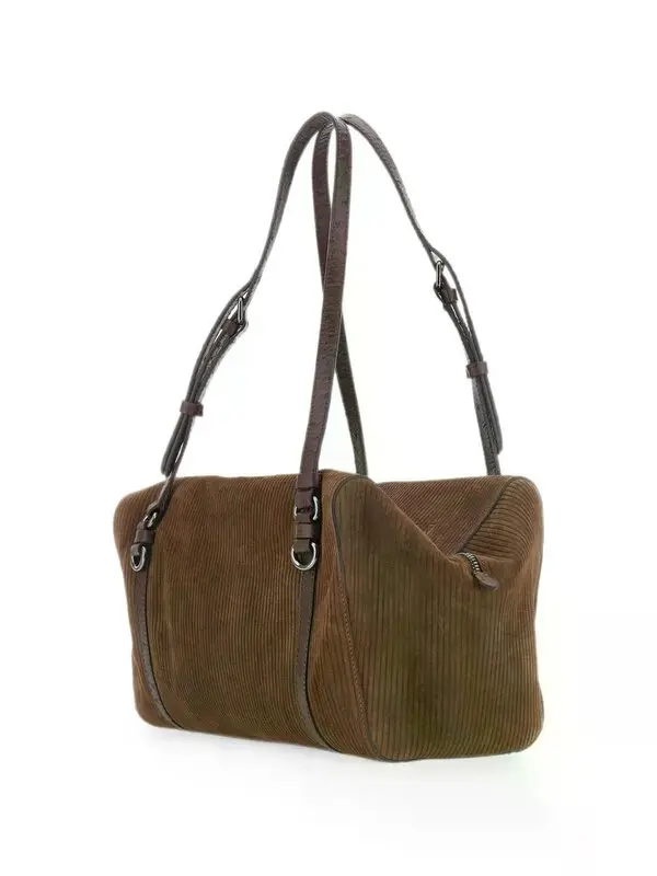 GIANNI CHIARINI Terry Ribbed Suede Shoulder Bag - Brown