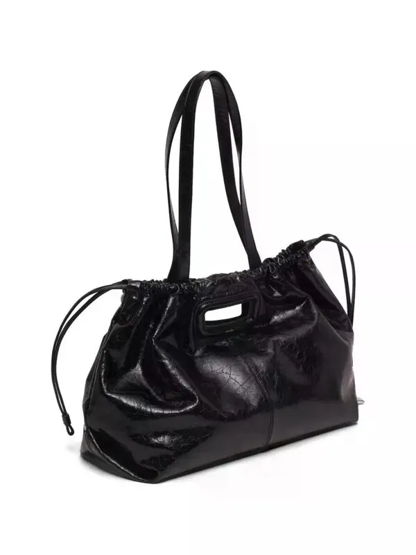 Maje M Tote Cracked-leather Tote Bag