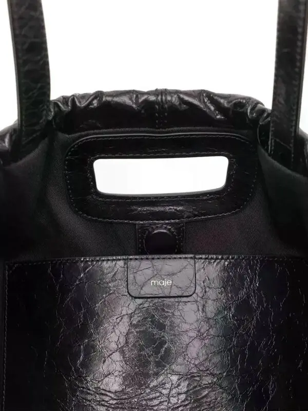 Maje M Tote Cracked-leather Tote Bag