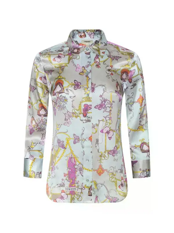 L'Agence Dani Shirt Light Butterfly Print