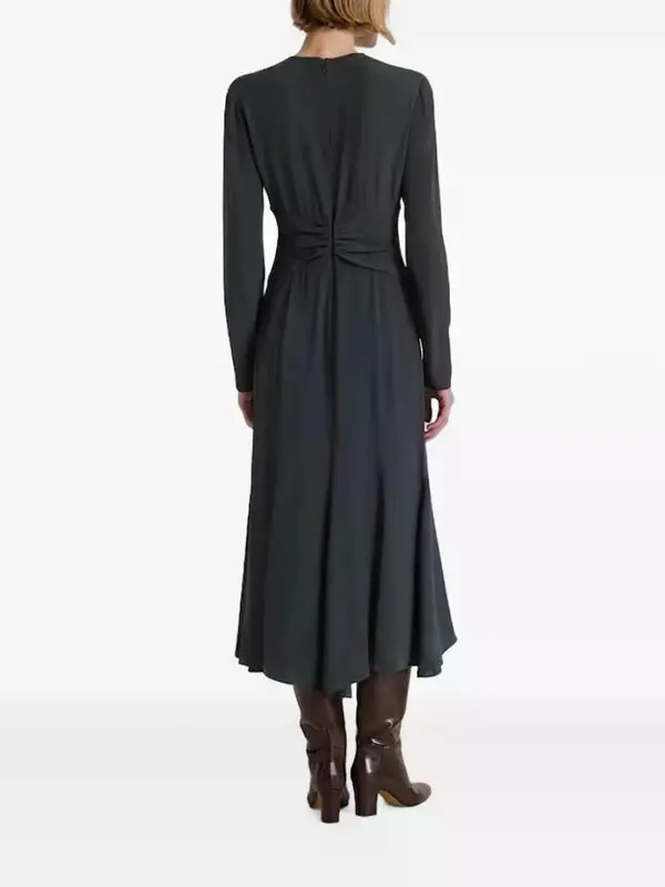 Alberta Ferretti Ruched Long-sleeve Midi Dress