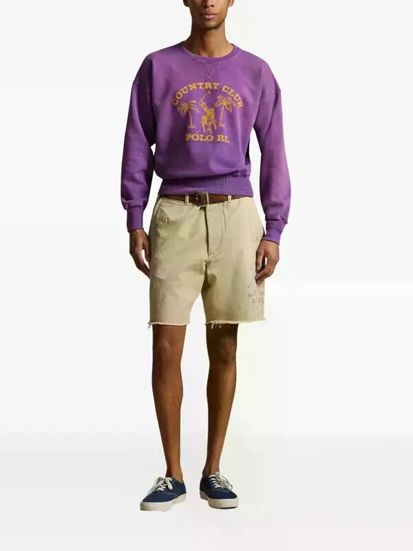 Polo Ralph Lauren Frayed Hem Shorts With Graphic Print