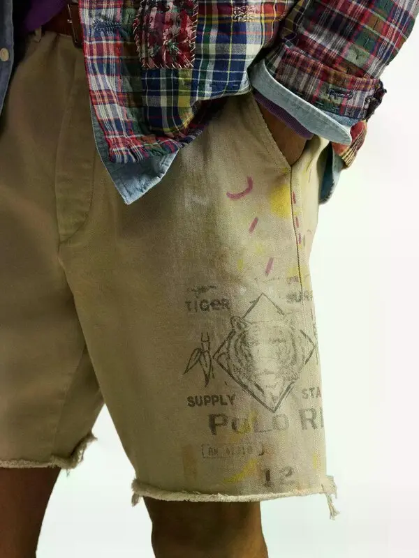 Polo Ralph Lauren Frayed Hem Shorts With Graphic Print