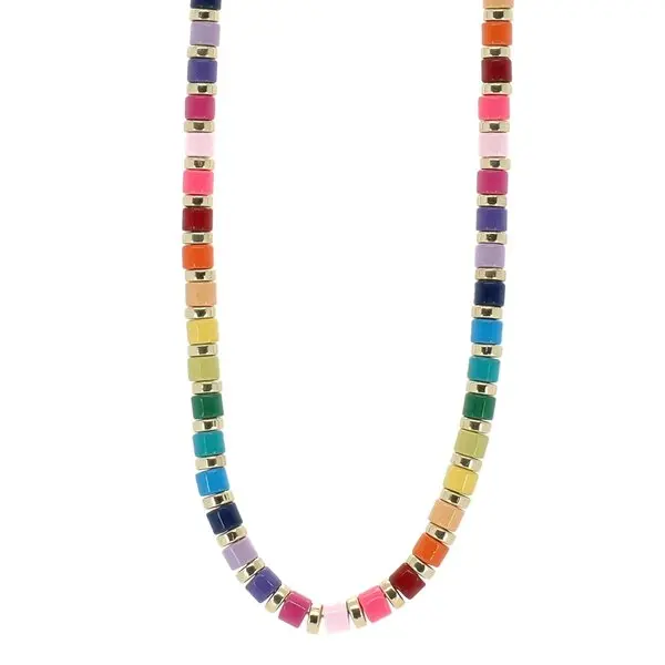 EBRU JEWELRY Rainbow Ceramic Bead Choker Necklace - Blue/red