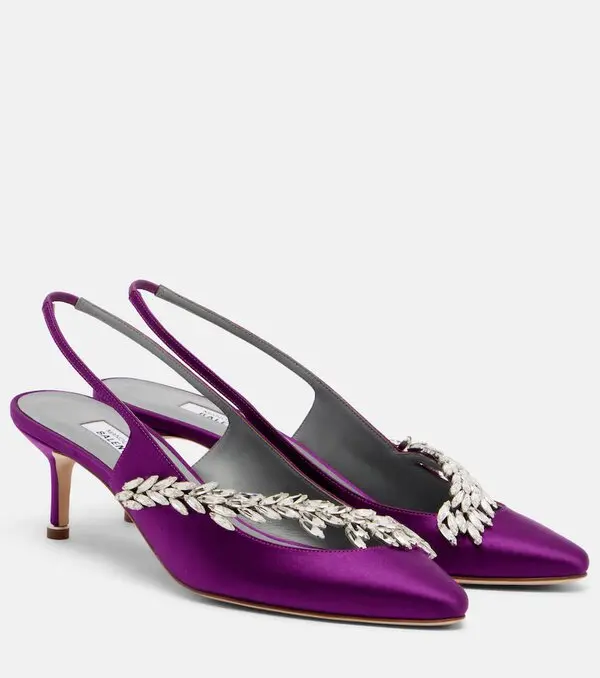 Balenciaga X Manolo Blahnik Violet Satin Slingback Pumps - Purple