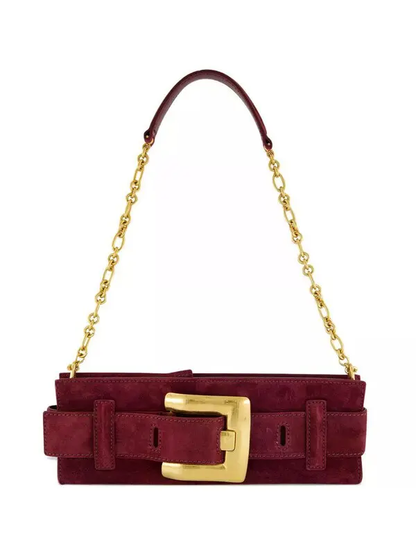 Balmain Anthem Buckle Shoulder Bag - Red