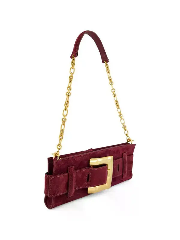 Balmain Anthem Buckle Shoulder Bag - Red