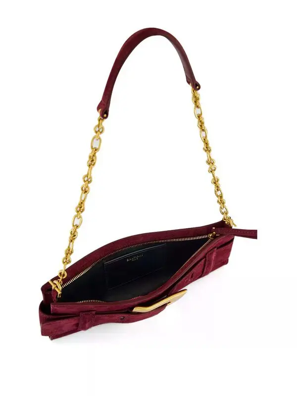 Balmain Anthem Buckle Shoulder Bag - Red