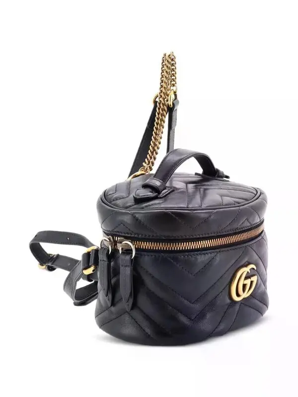 Gucci Gg Marmont Vanity Matelassé Leather Mini Backpack - Black