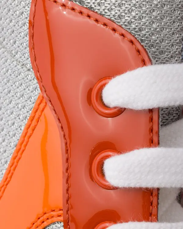 Prada Patent Leather And Technical Fabric America's Cup Sneakers - Orange