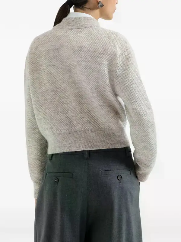 Brunello Cucinelli Sparkling Mohair Double-knit Net Cardigan