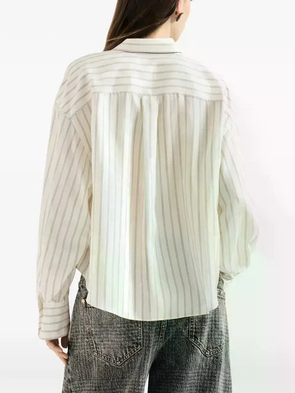 Brunello Cucinelli Striped Silk-poplin Shirt With Monili Embellishments