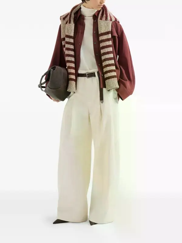 Brunello Cucinelli Virgin Wool Fluid Twill Cropped Shirt