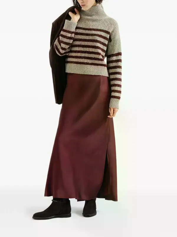 Brunello Cucinelli Satin Cady Fluid Bias-cut Maxi Skirt - Red