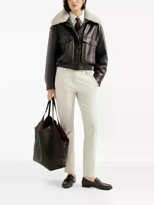 Brunello Cucinelli Slim Fit Stretch Cotton Twill Trousers