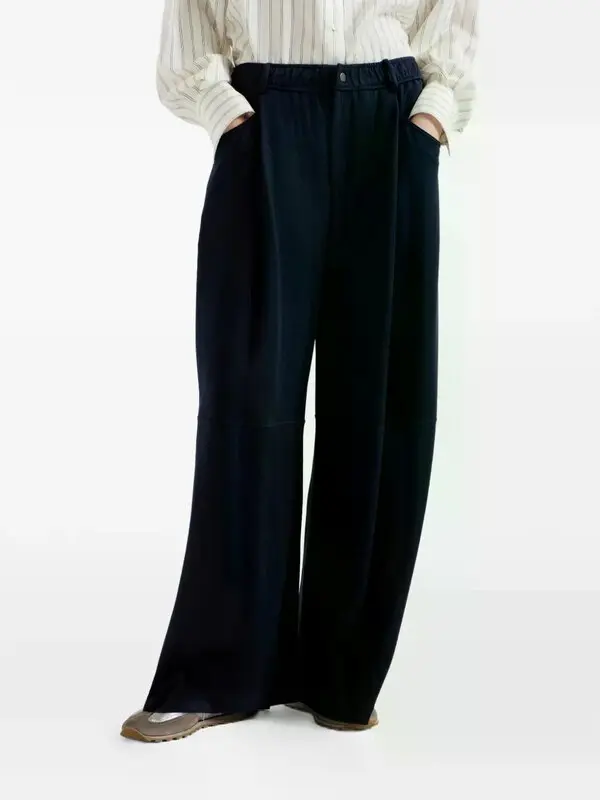 Brunello Cucinelli Cotton And Silk Interlock Wide Leg Track Trousers
