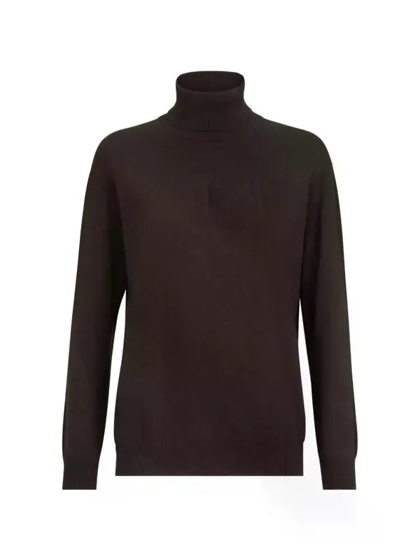 Brunello Cucinelli Cashmere Turtleneck Sweater With Monili Embellishment - Brown