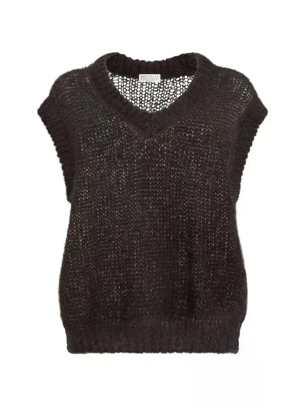 Brunello Cucinelli Sparkling Mohair Vest With Monili