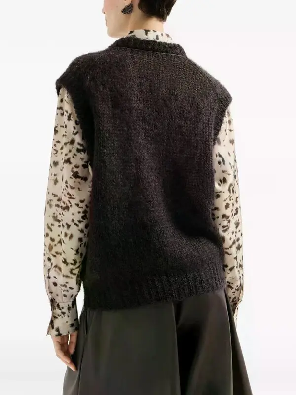 Brunello Cucinelli Sparkling Mohair Vest With Monili