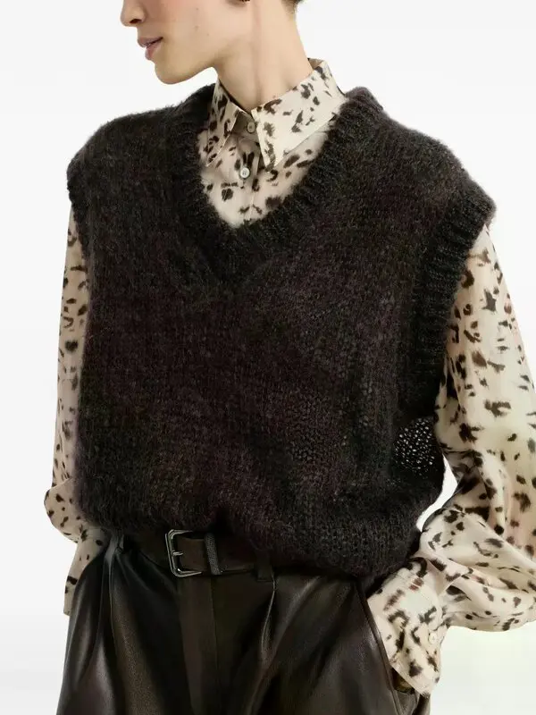 Brunello Cucinelli Sparkling Mohair Vest With Monili