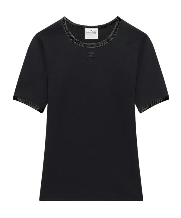 COURREGES Vinyl-trim Logo-patch T-shirt