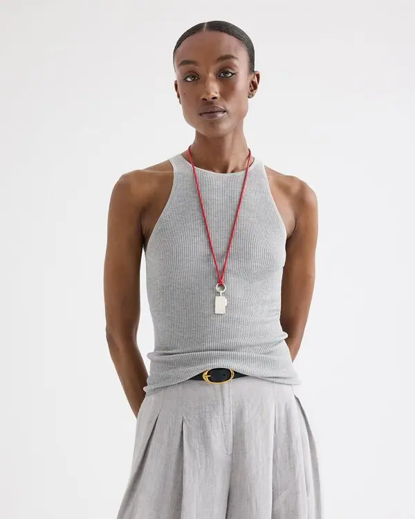 TWP Harbor Tank In Viscose Silk - Light Heather Grey
