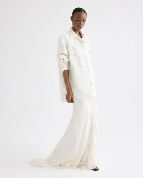 TWP Lace Skirt In Silk Charmeuse