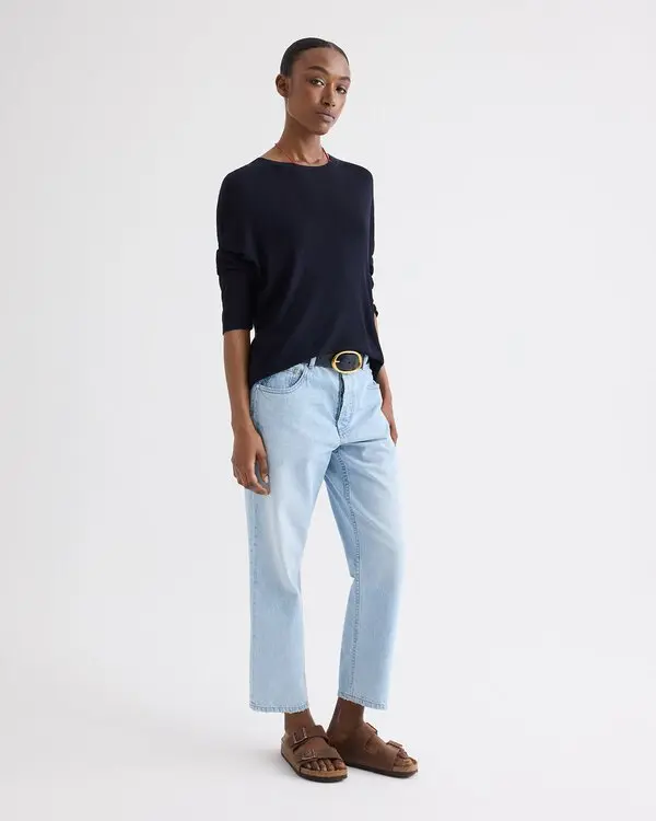 TWP Cropped Mid Rise Jeans In Light Wash Denim