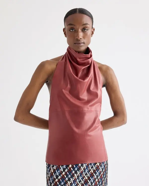 TWP Paper Leather Halter Top