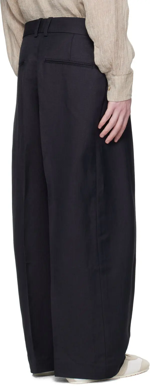 Studio Nicholson Belt-lined Basketweave Casual Trousers