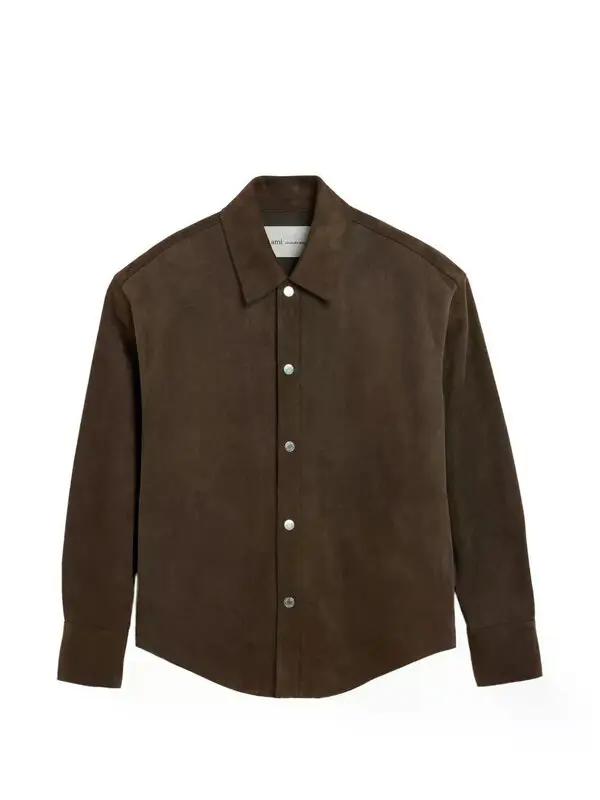 AMI Paris Goat-leather Buttoned Overshirt